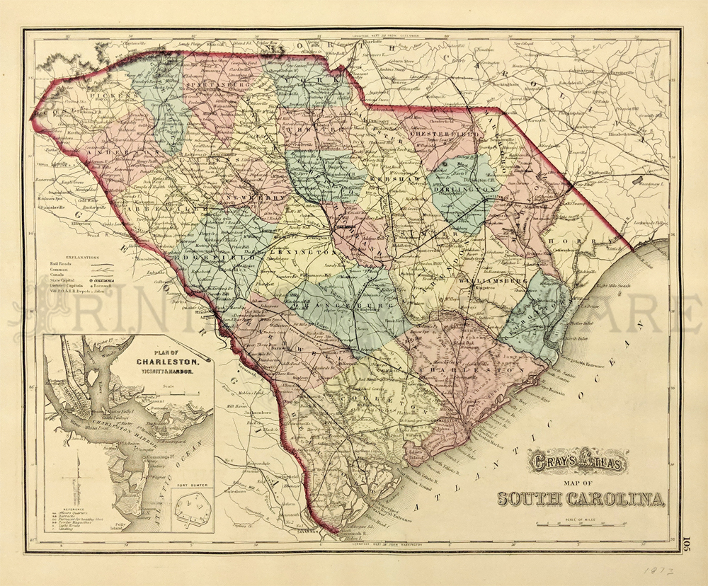 Prints Old & Rare - South Carolina - Antique Maps & Prints