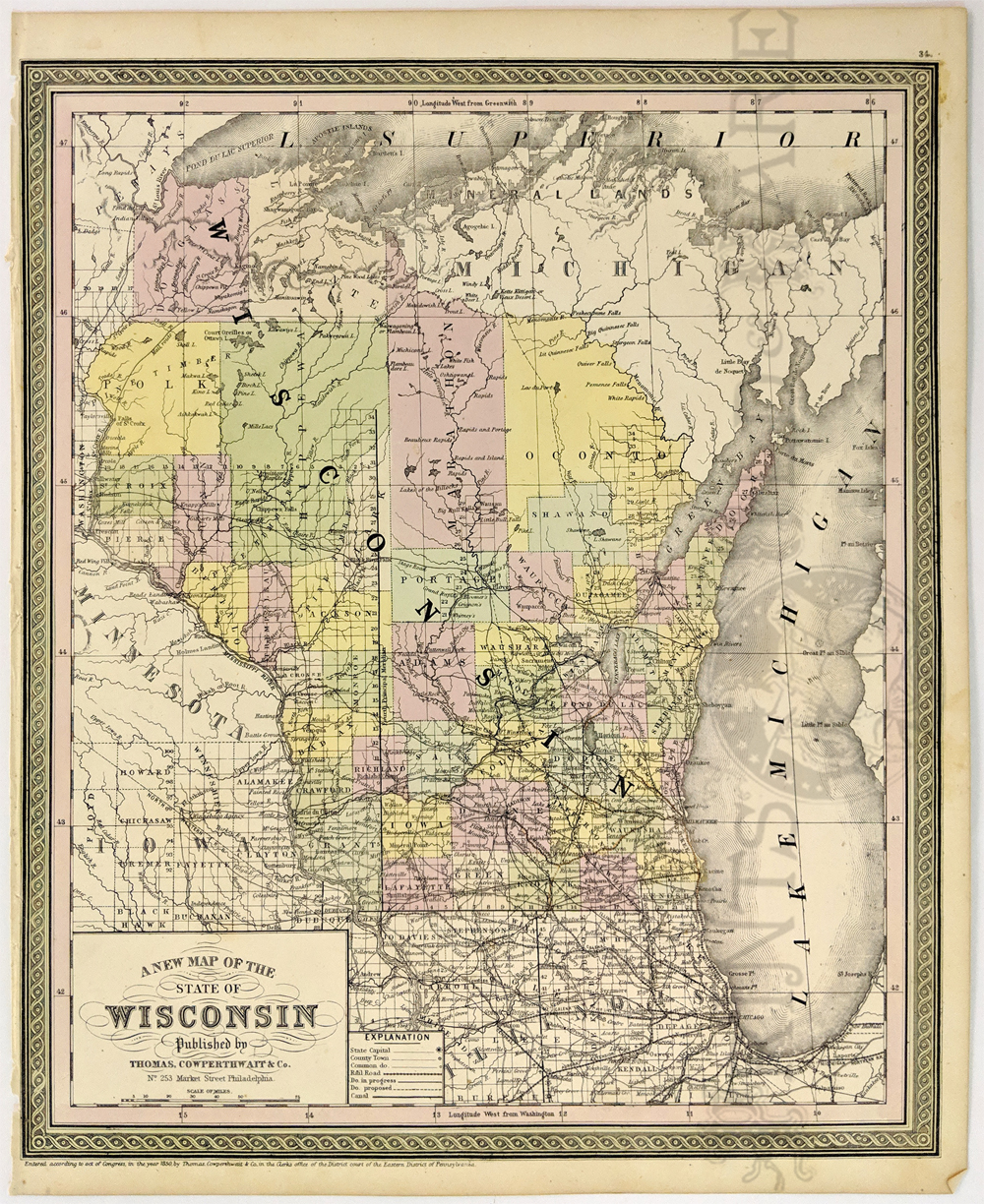 Prints Old & Rare - Wisconsin - Antique Maps & Prints